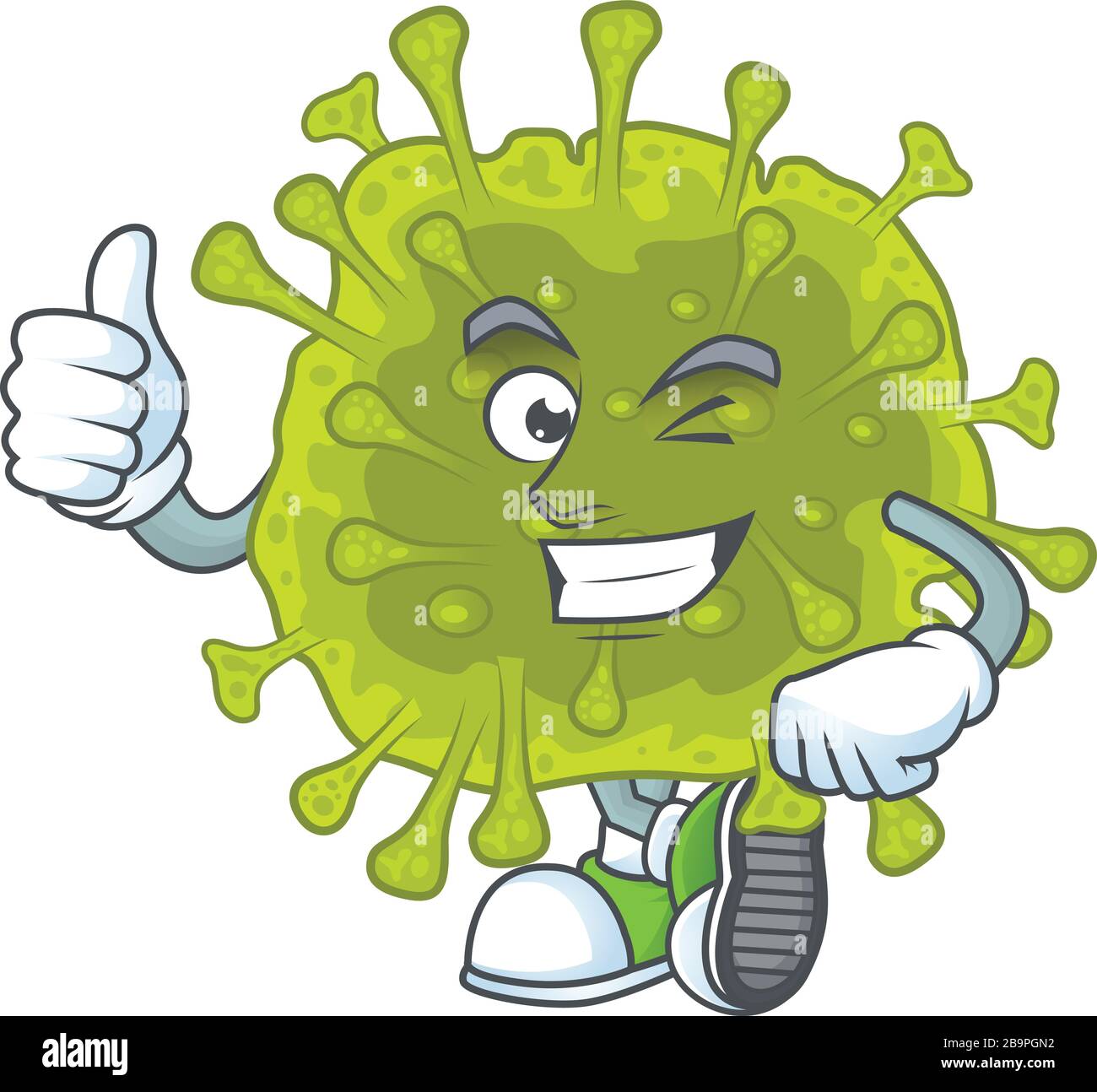 Coronavirus spread cartoon character making Thumbs up finger Stock ...