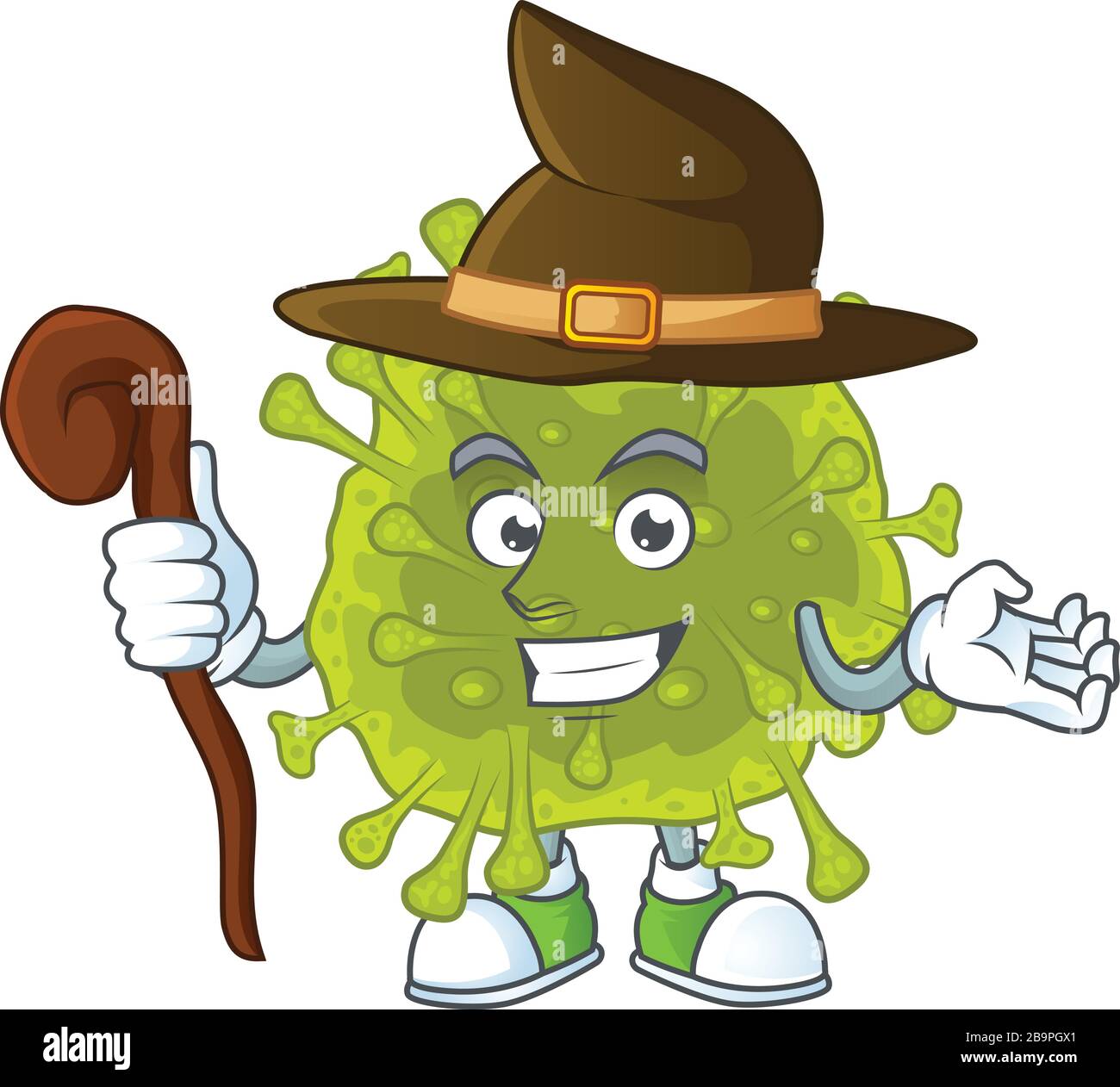 sweet and tricky Witch coronavirus spread cartoon character Stock ...