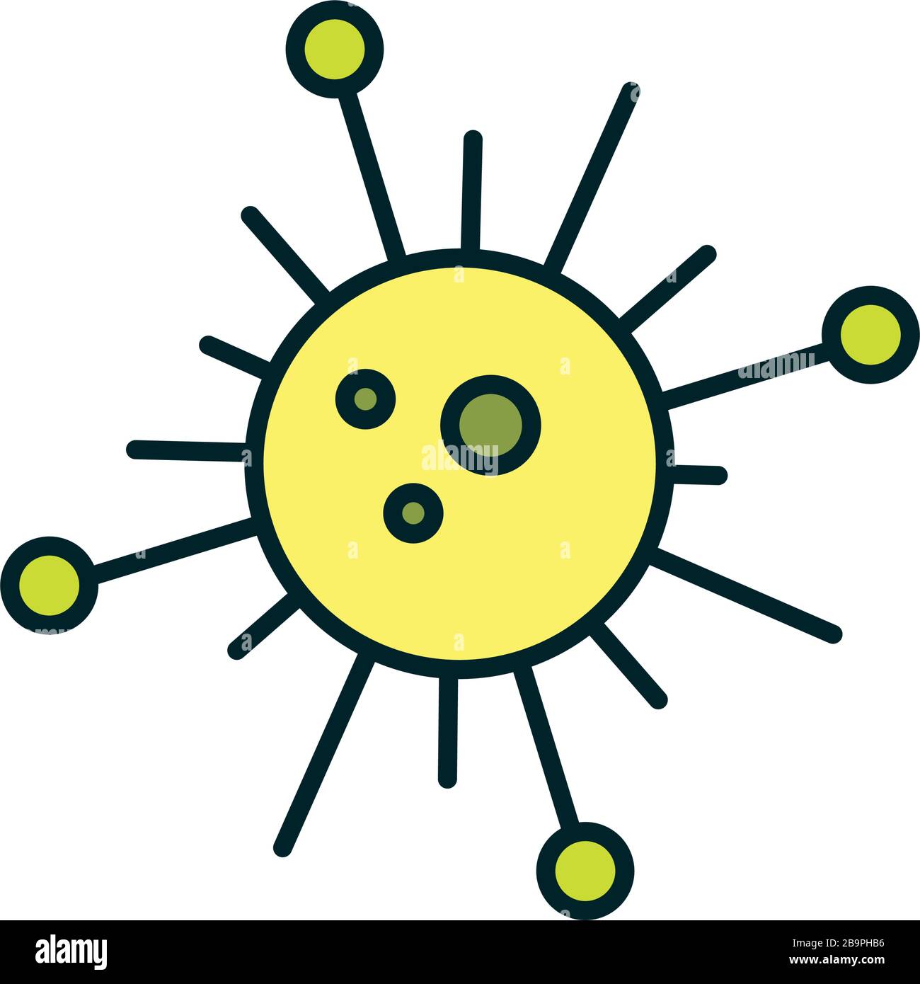 Virus with nucleus line and fill style icon design, Bacterium organism ...