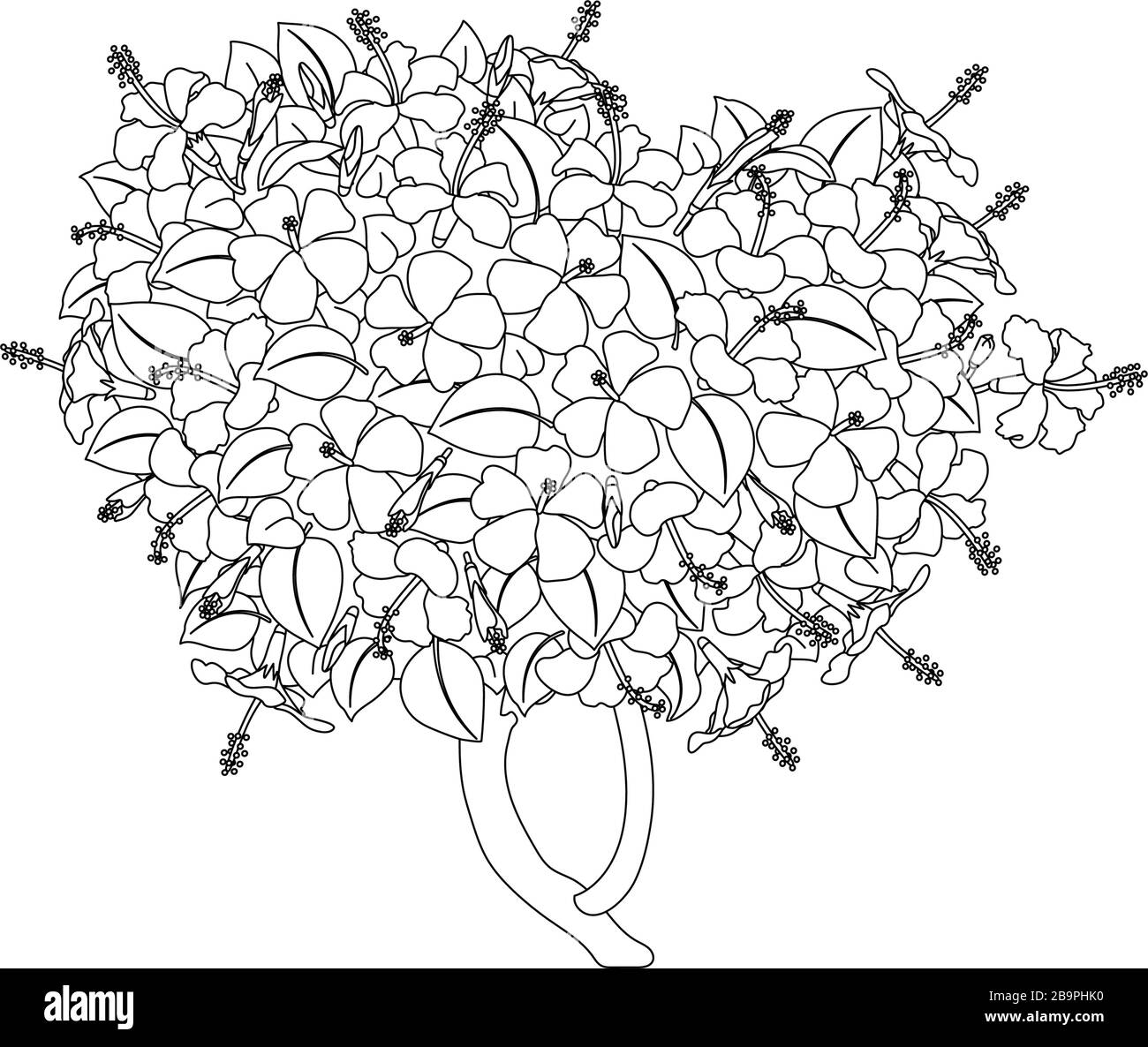 vector handdrawn plant clipart Hibiscus garden bush Stock Vector Image ...