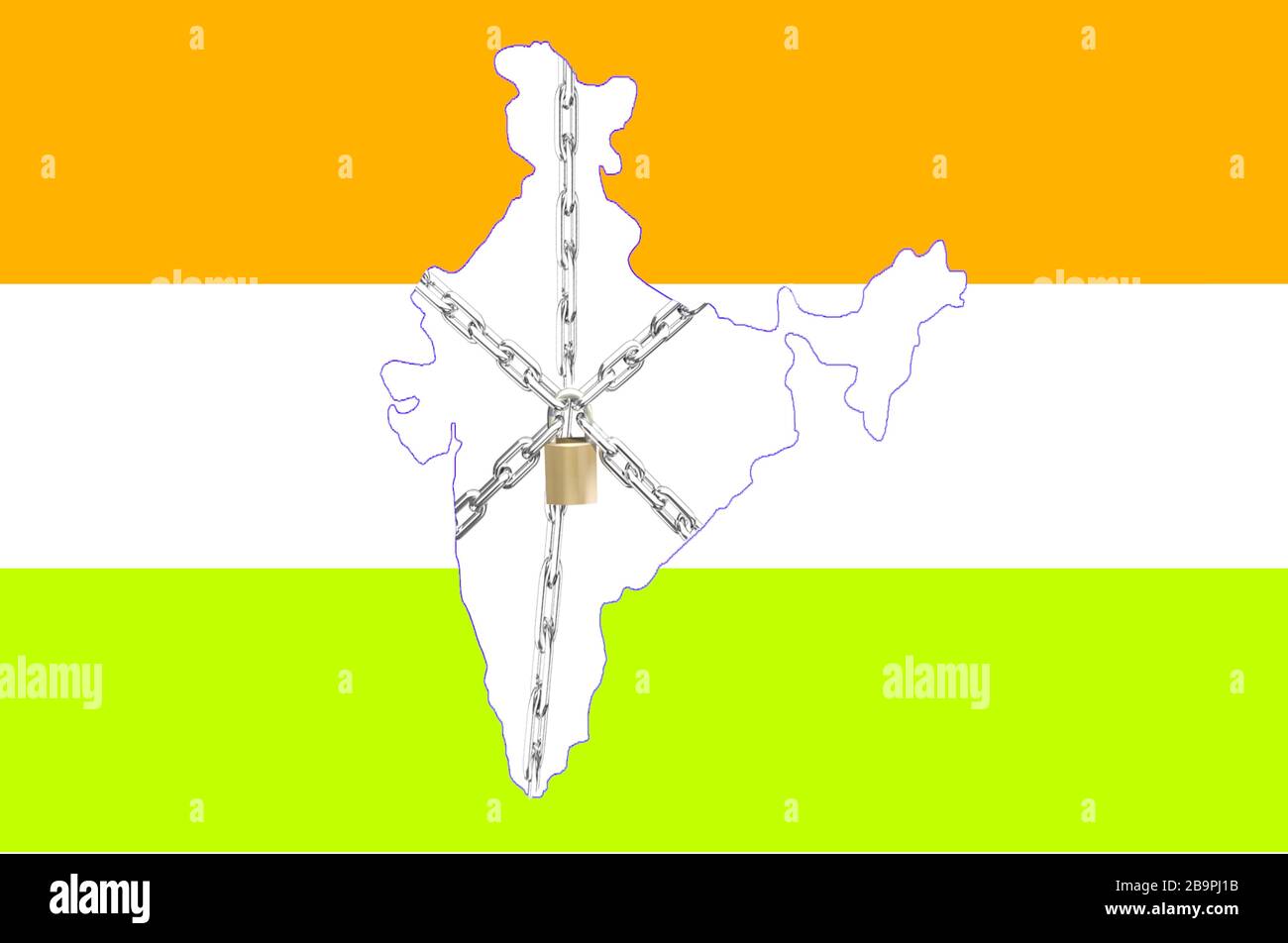Map of india under lock and chains Stock Photo - Alamy