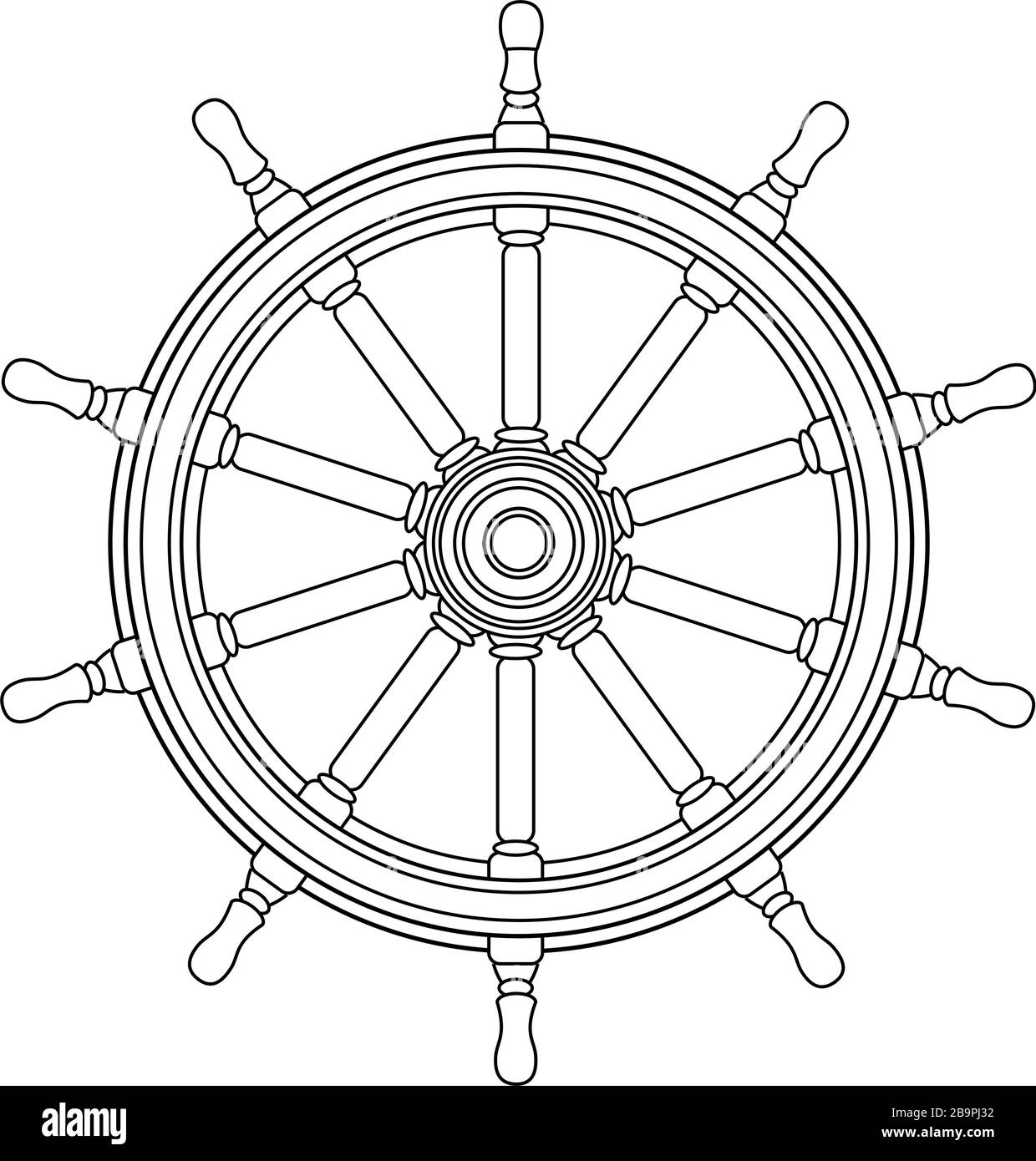 vector black, white boat handwheel, ship wheel helm. Sea, ocean symbol ...