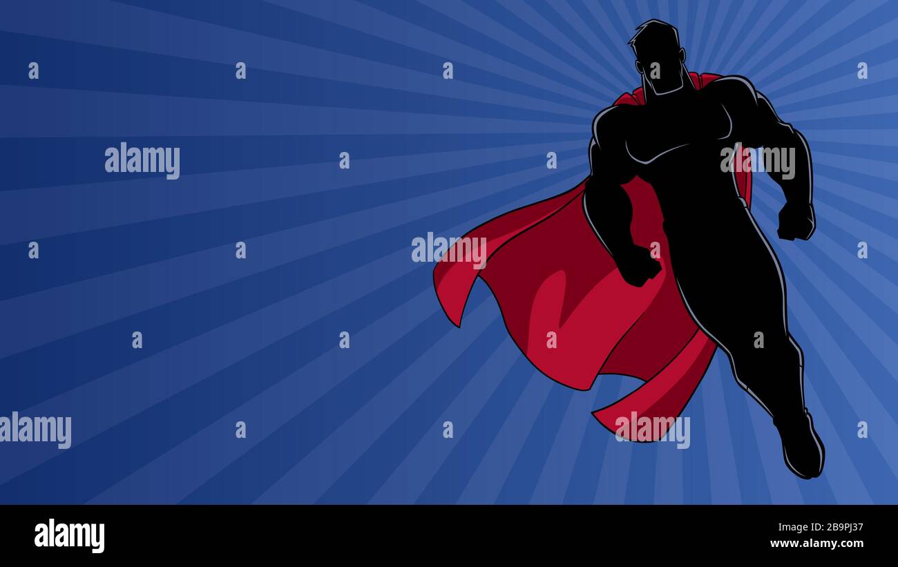 Superhero Flying Ray Light Background 2 Silhouette Stock Vector Image ...