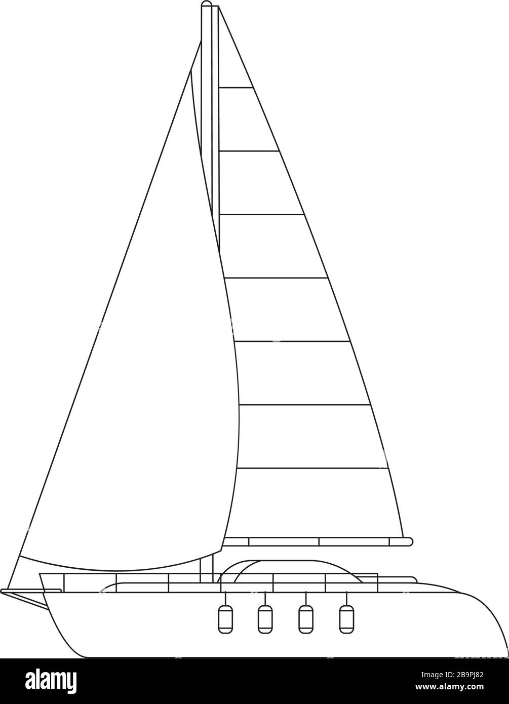 vector small sail yacht clip art, sailboat sketch Stock Vector Image ...