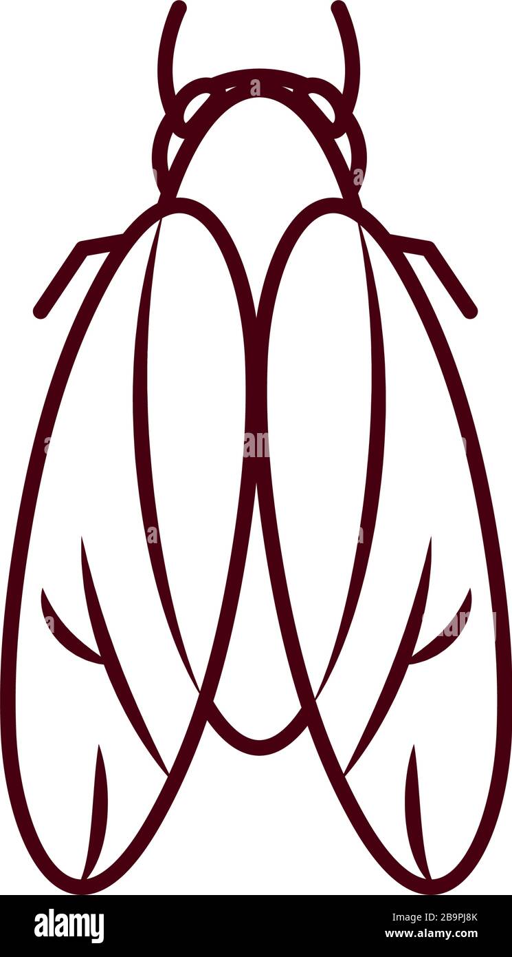 house fly insect icon over white background, line style, vector ...