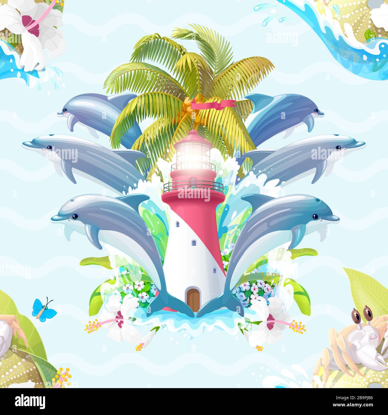 vector marine seamless pattern clip art. Sea design Stock Vector Image ...