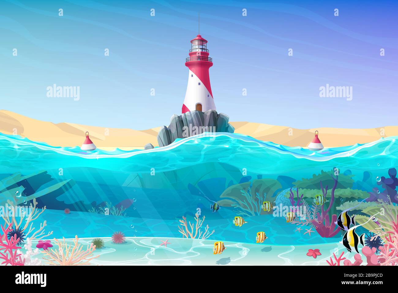 vector cartoon Lighthouse sea port nautical clipart Stock Vector Image ...