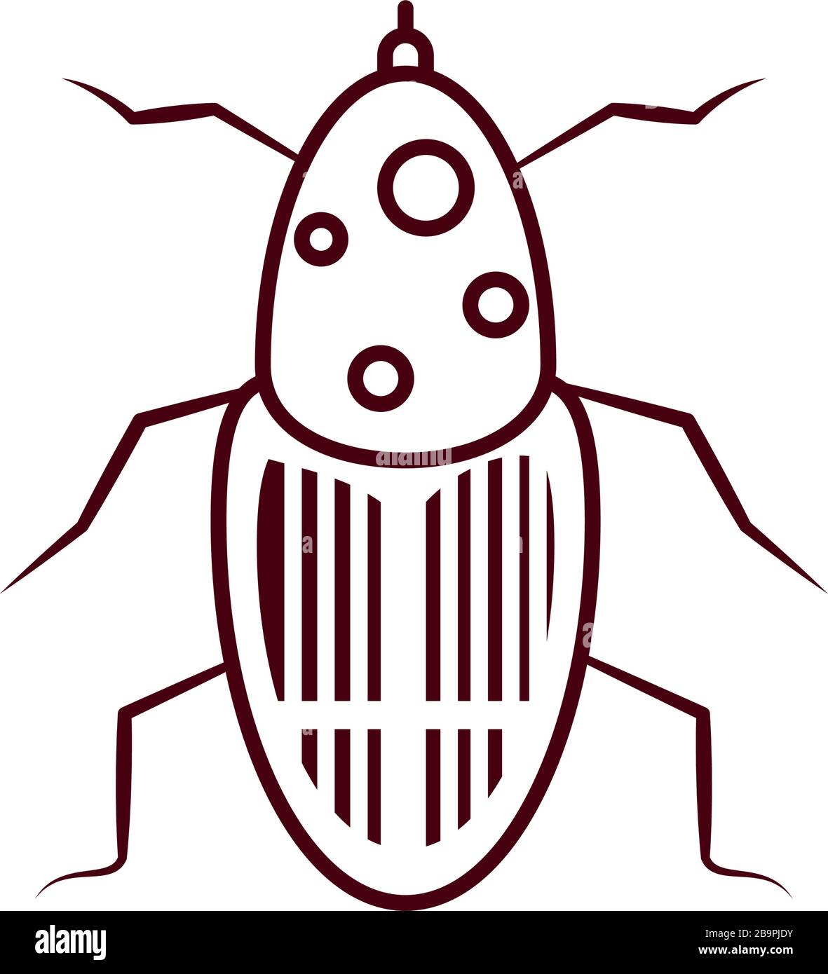 Beetle Insect Icon Over White Background Line Style Vector