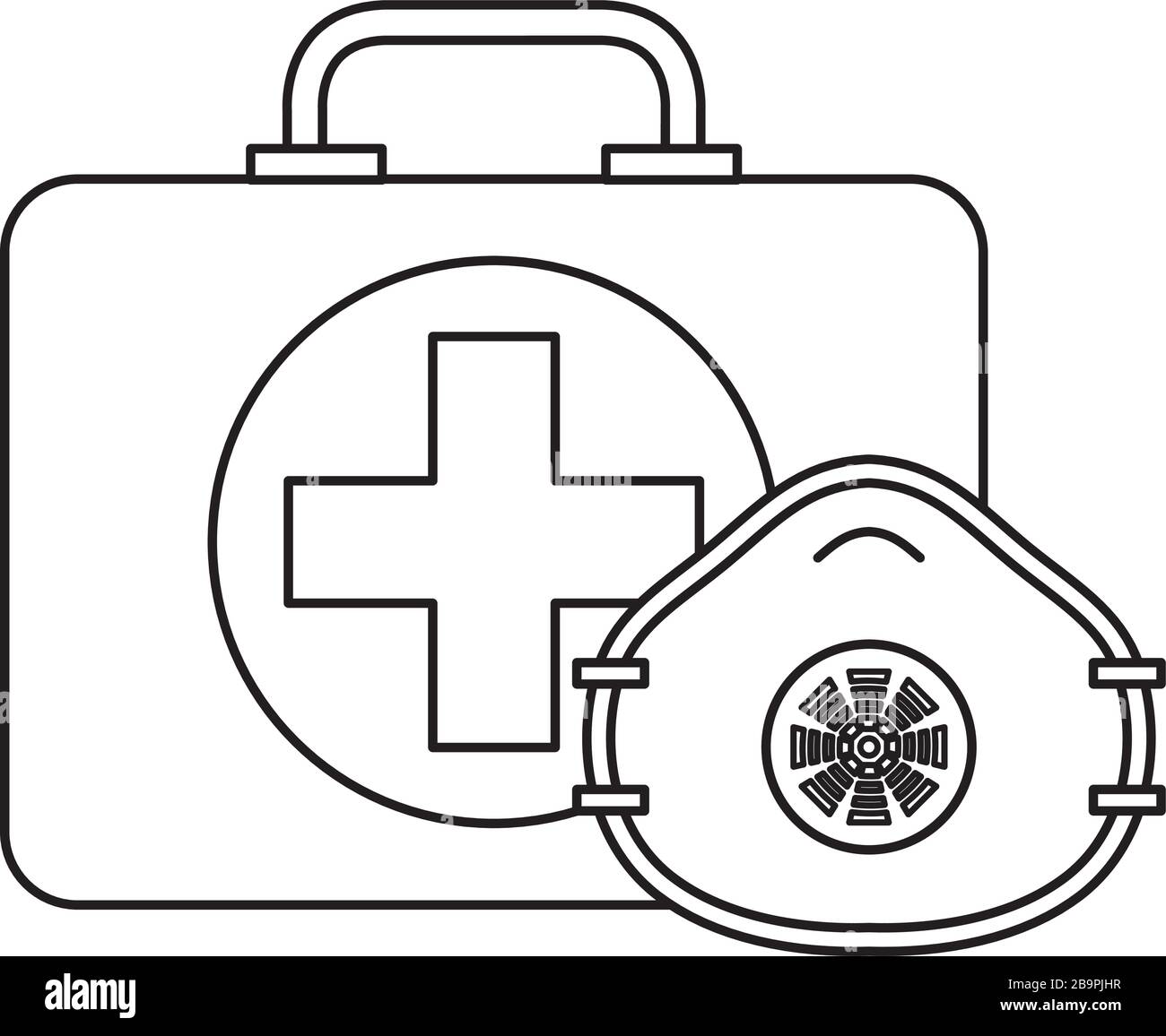 first aid kit with protection respiratory isolated icon Stock Vector ...