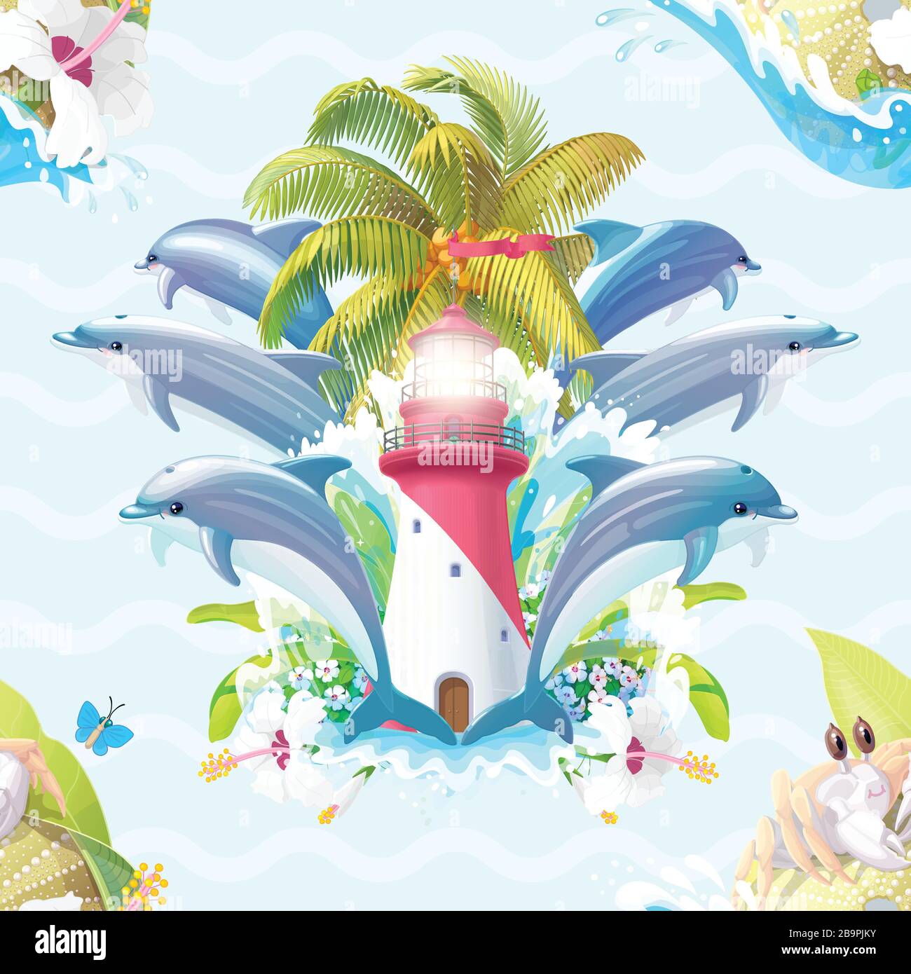 vector marine seamless pattern clip art. Sea design Stock Vector Image ...