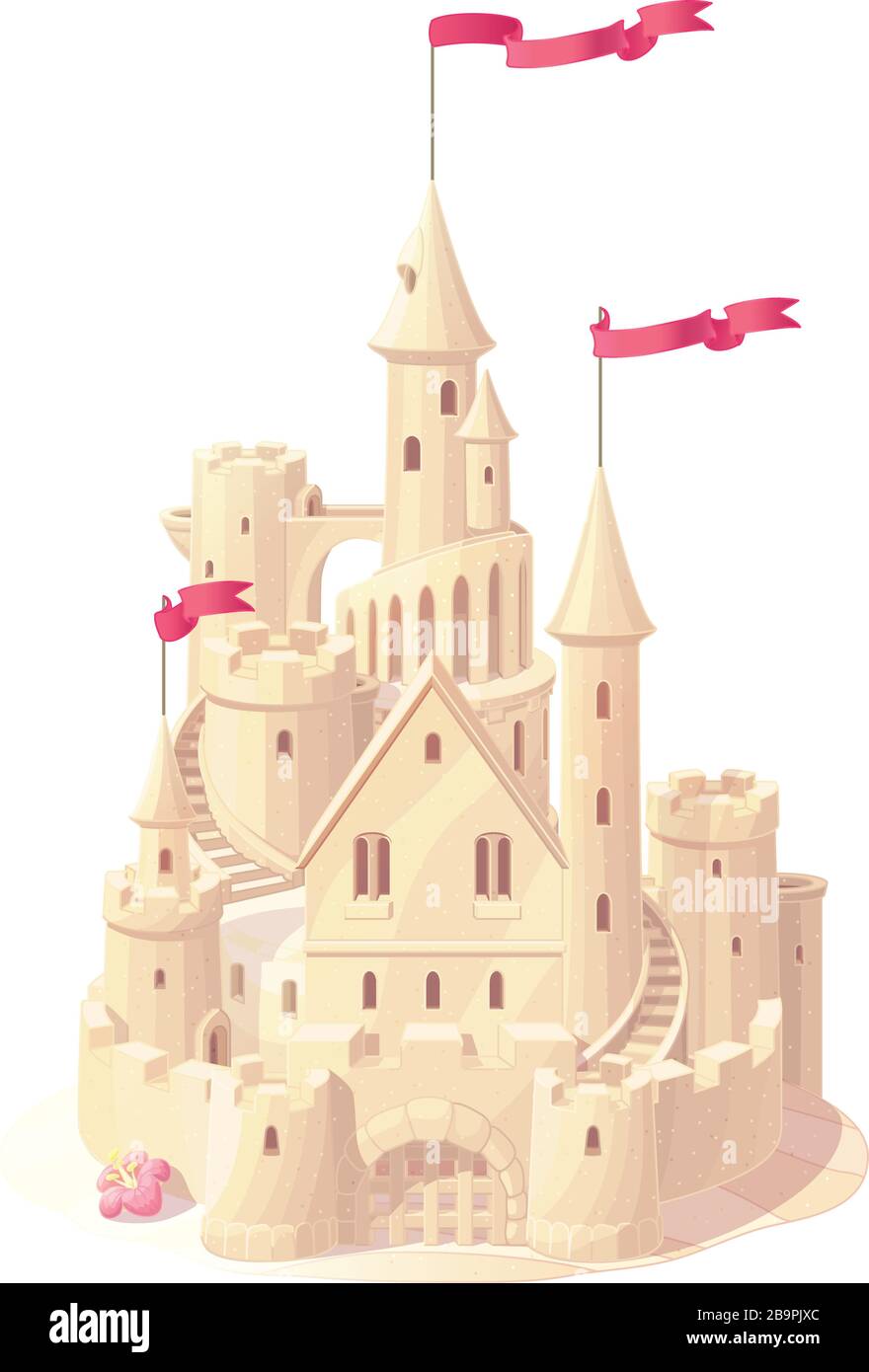 vector fantasy castle sand, sandcastle fort sculpture Stock Vector ...