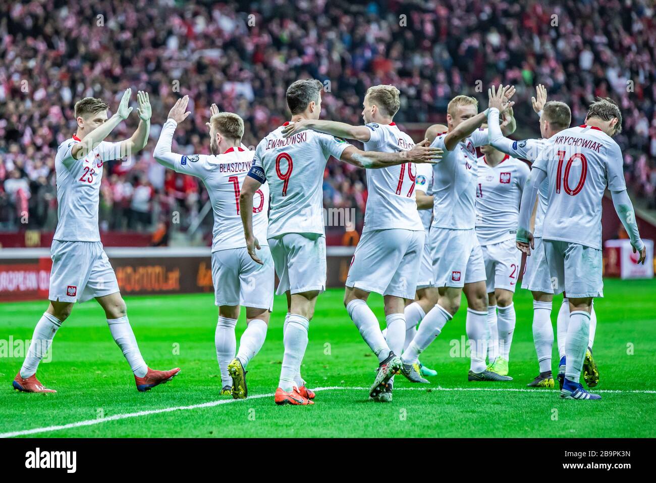 Poland players celebrate a goal during the UEFA EURO 2020 Qualifiers ...