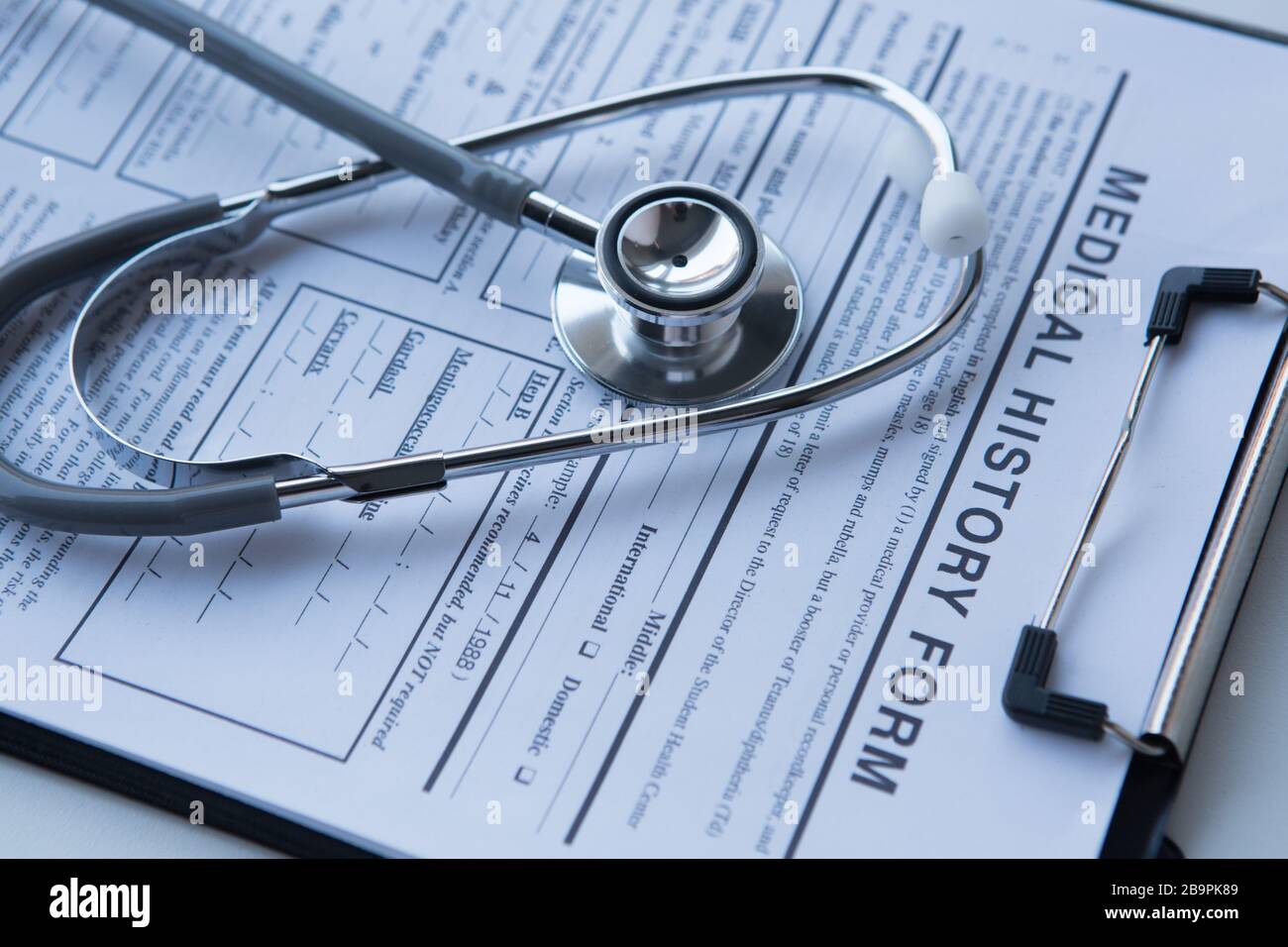 A medical stethoscope on a medical form Stock Photo - Alamy