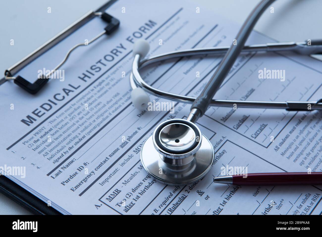A medical stethoscope on a medical form Stock Photo - Alamy