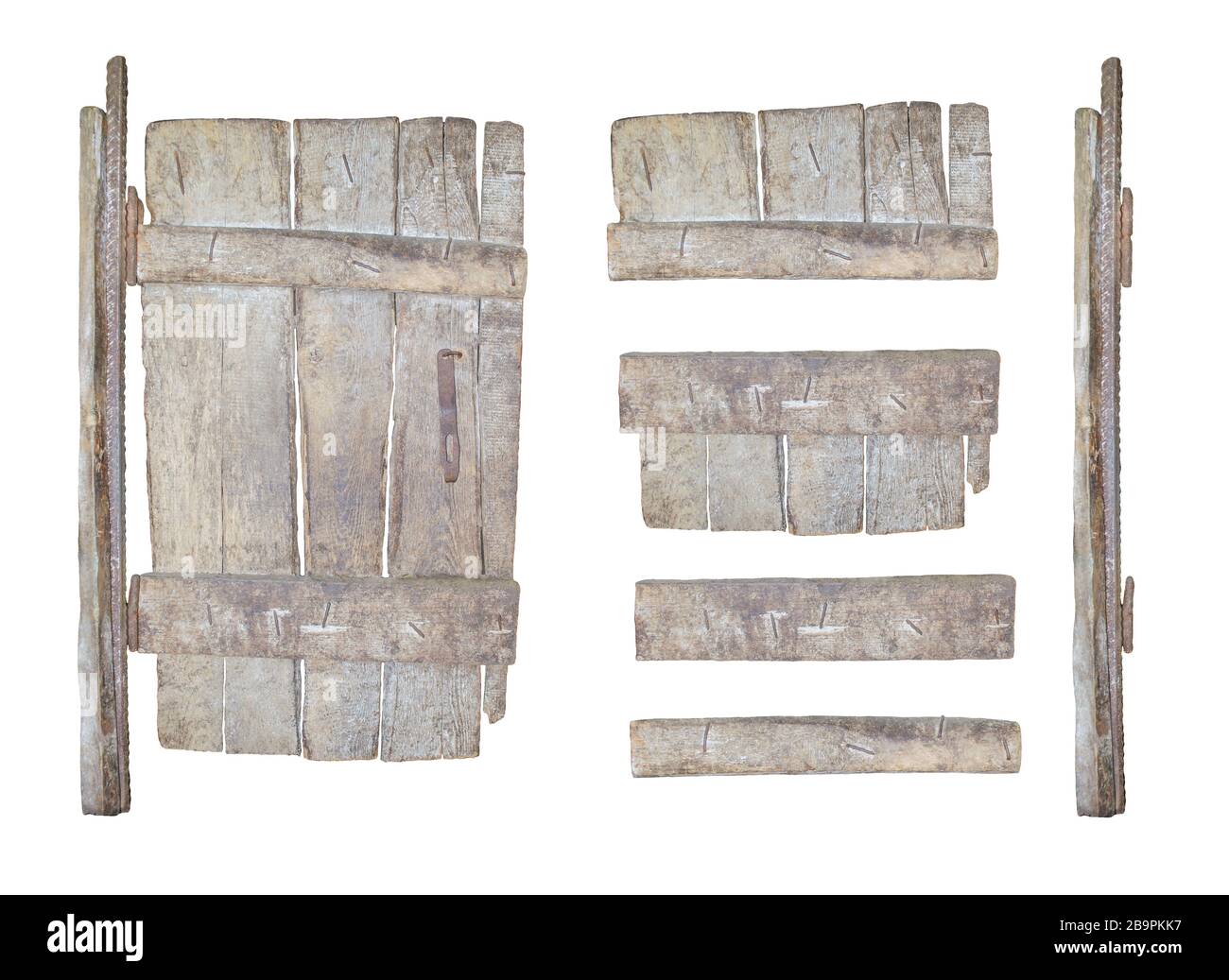 Collection of various empty wooden sign isolated white background. Set ...