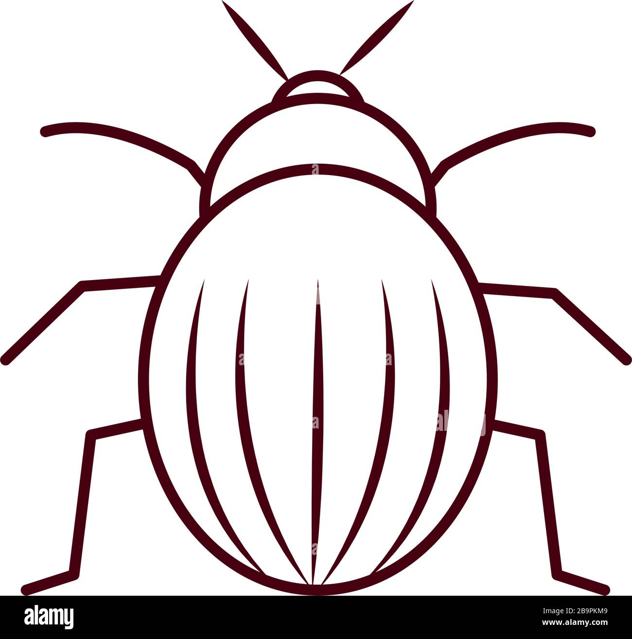june bug icon over white background, line style, vector illustration ...