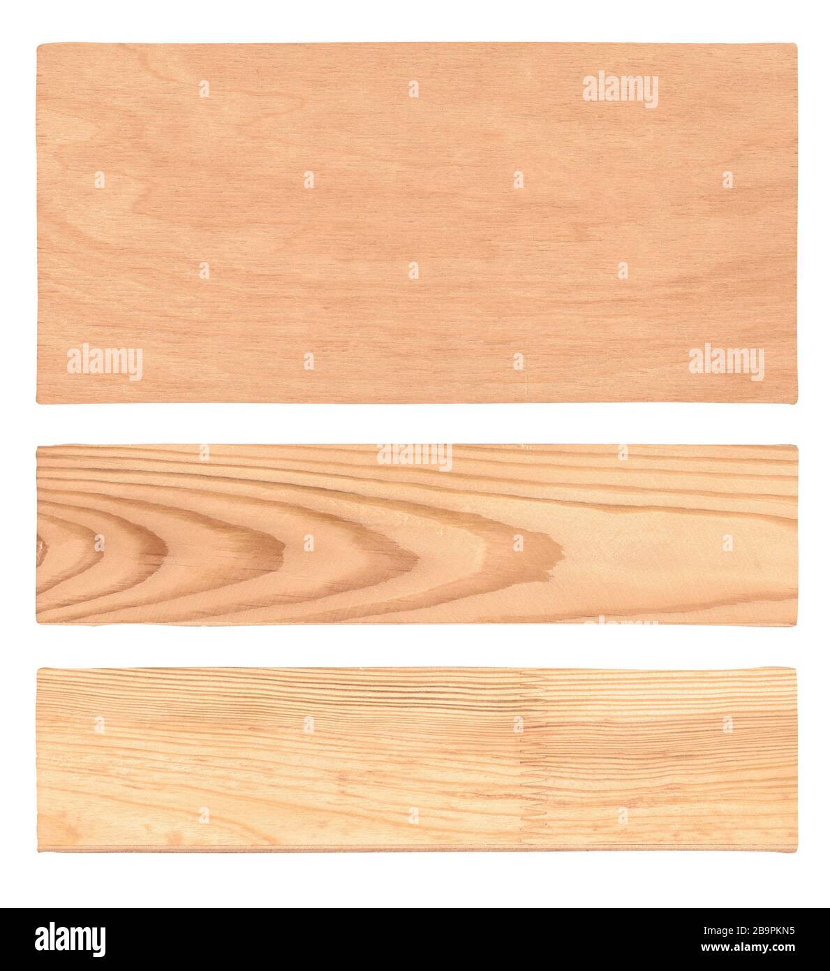 Wood plank set isolated on white background. Empty wooden new light ...