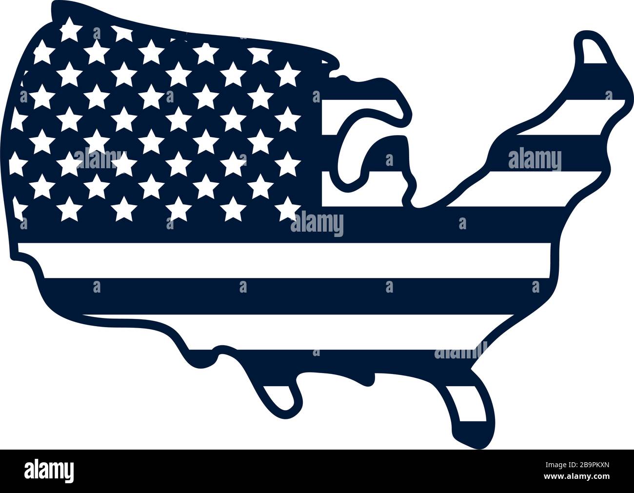 Usa map silhouette style icon design, United states america ...