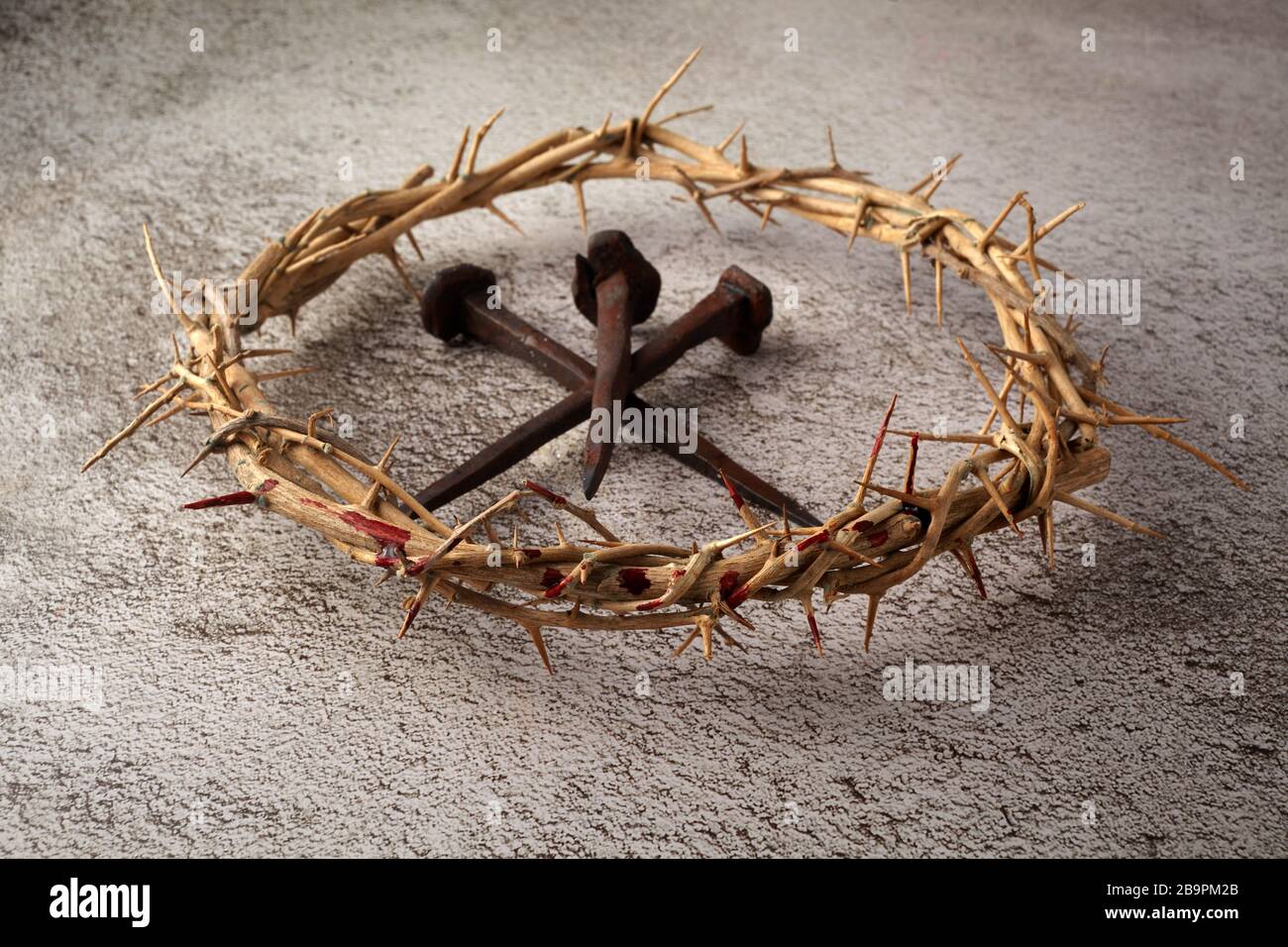 Jesus Christ Crown of thorns with three nails. Religion background ...
