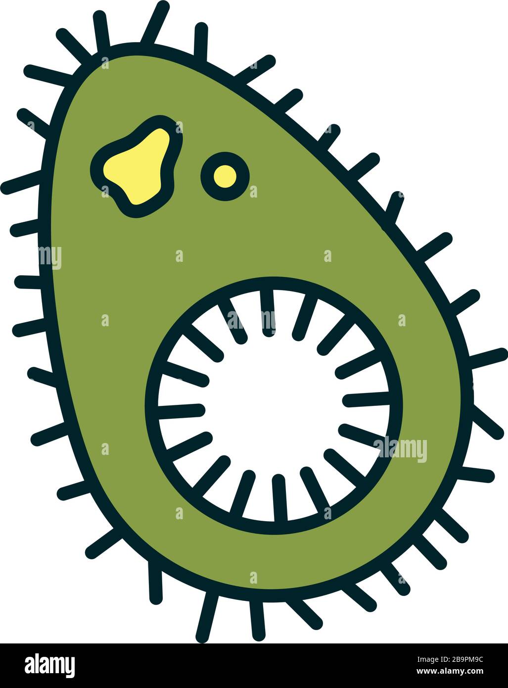 Virus with legs line and fill style icon design, Bacterium organism ...