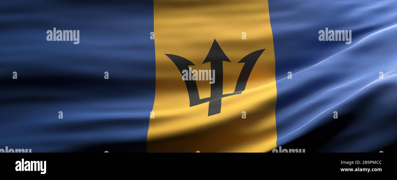Barbados sign symbol. Barbados national flag waving texture background ...