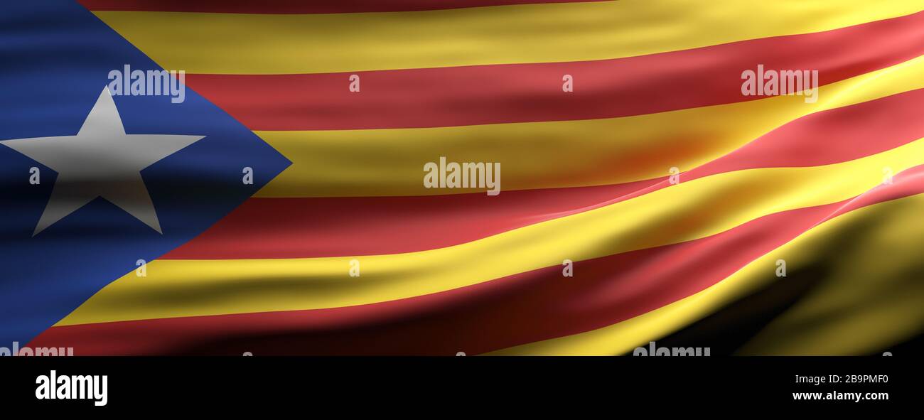 Catalonia sign symbol. Catalan national flag waving texture background ...