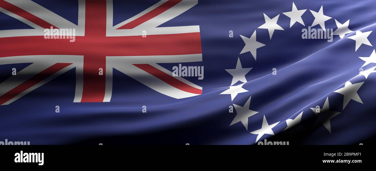 Cook Islands sign symbol. Cook Islands national flag waving texture ...