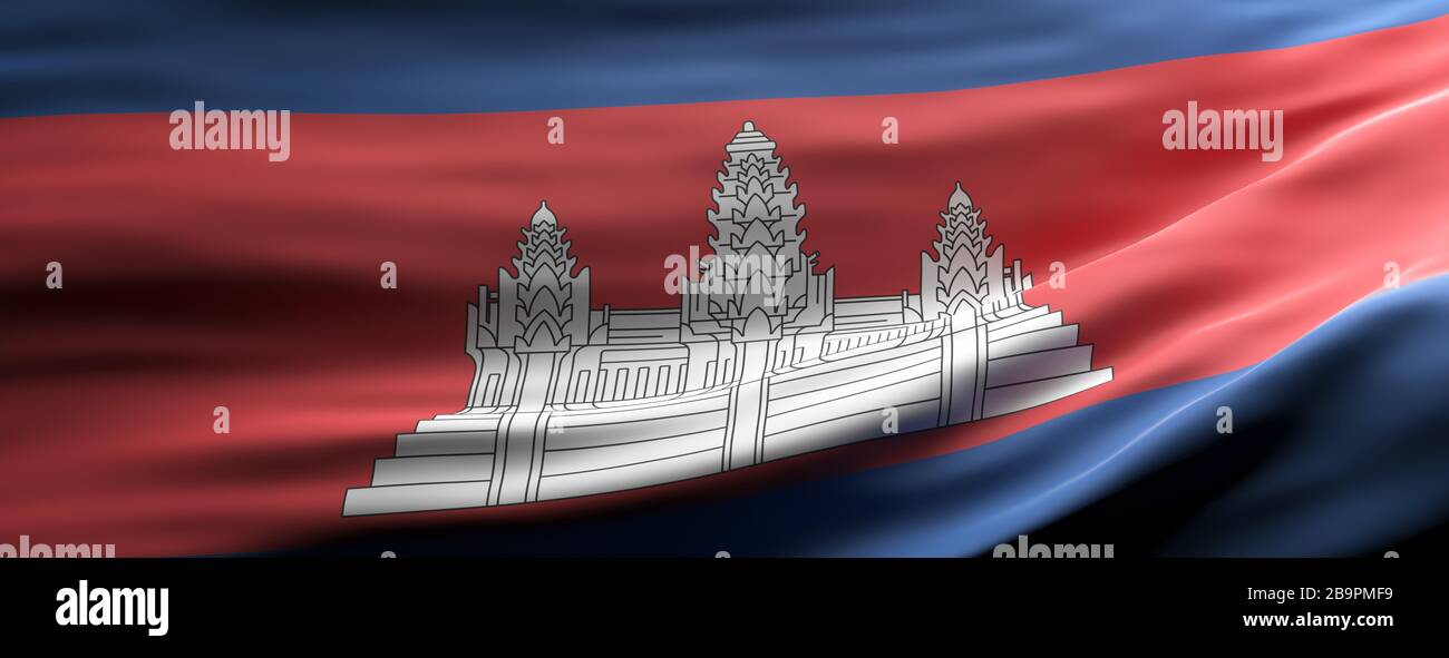 Cambodia sign symbol. Cambodian national flag waving texture background ...