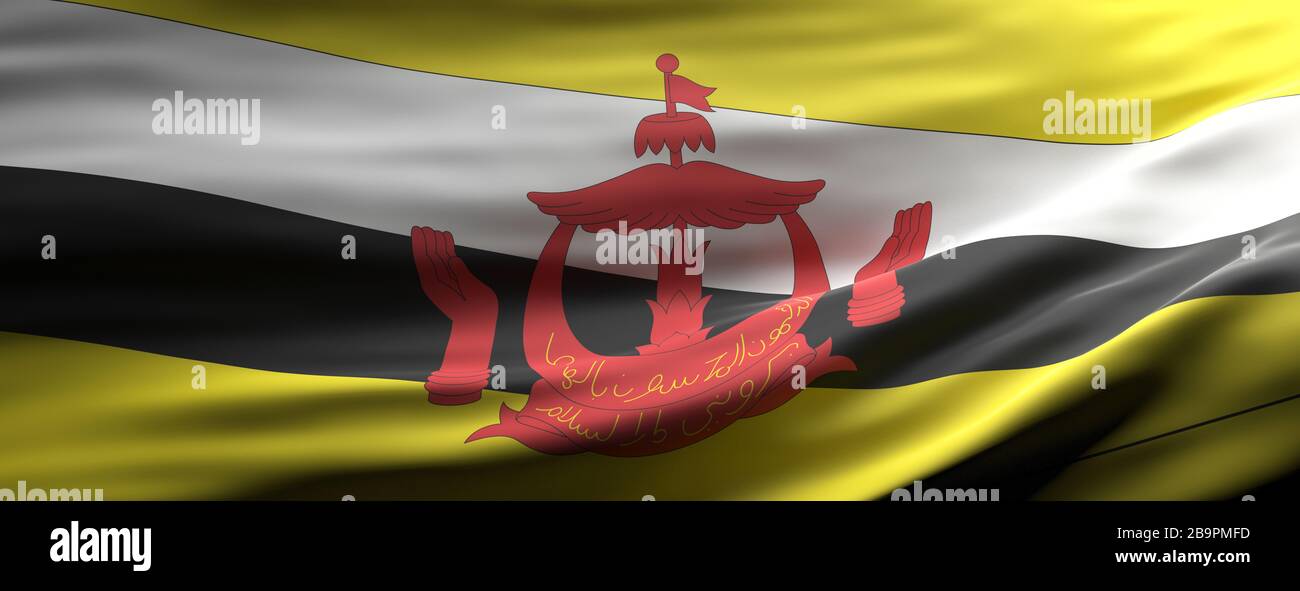 Brunei sign symbol. Brunei national flag waving texture background ...