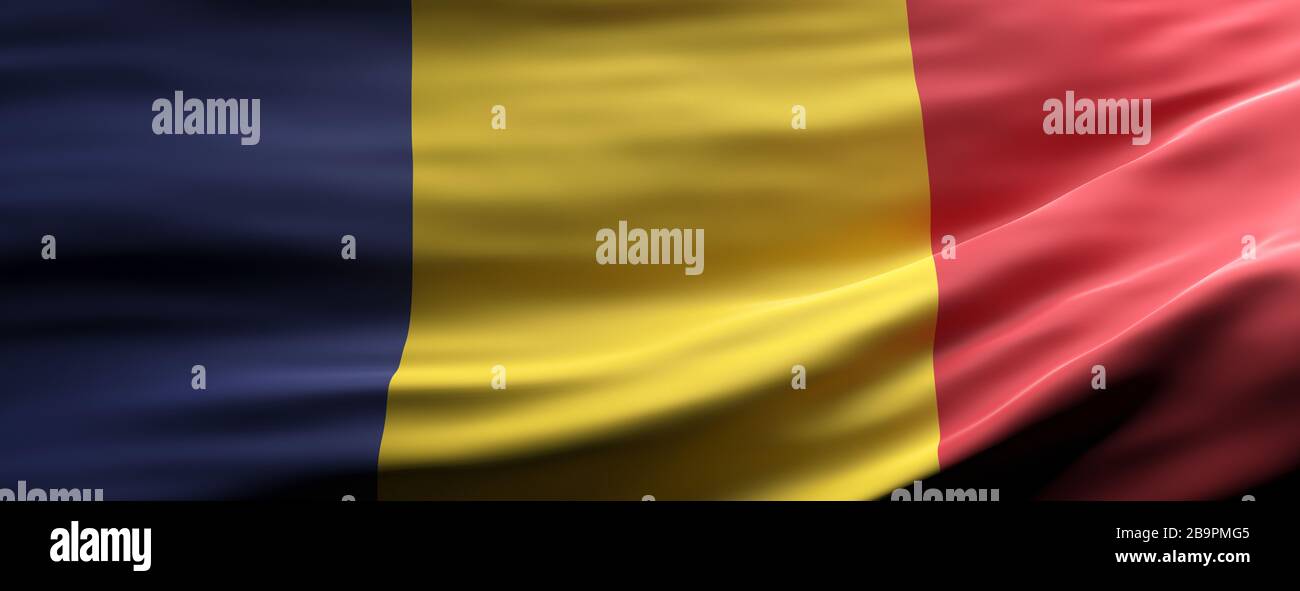 Chad sign symbol. Chad national flag waving texture background, banner ...