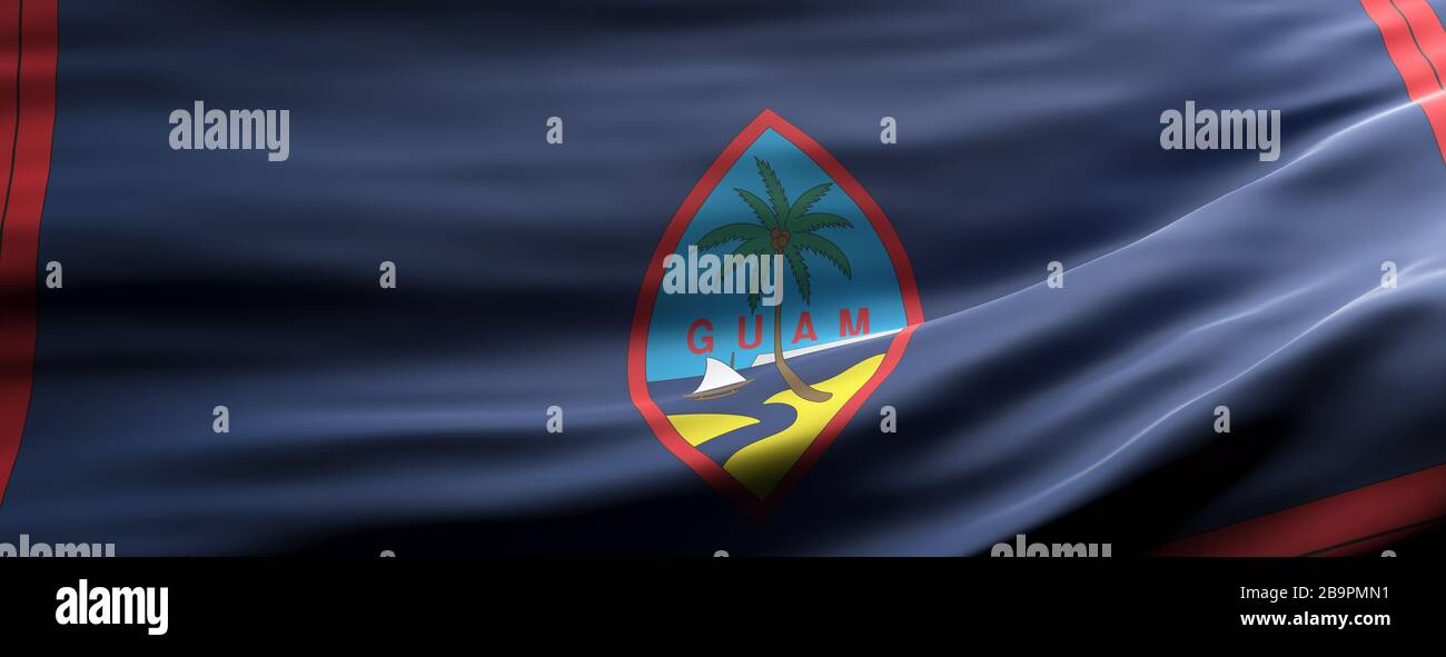 Guam sign symbol. Guam national flag waving texture background, banner ...