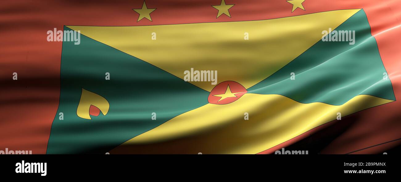 Grenada sign symbol. Grenada national flag waving texture background ...