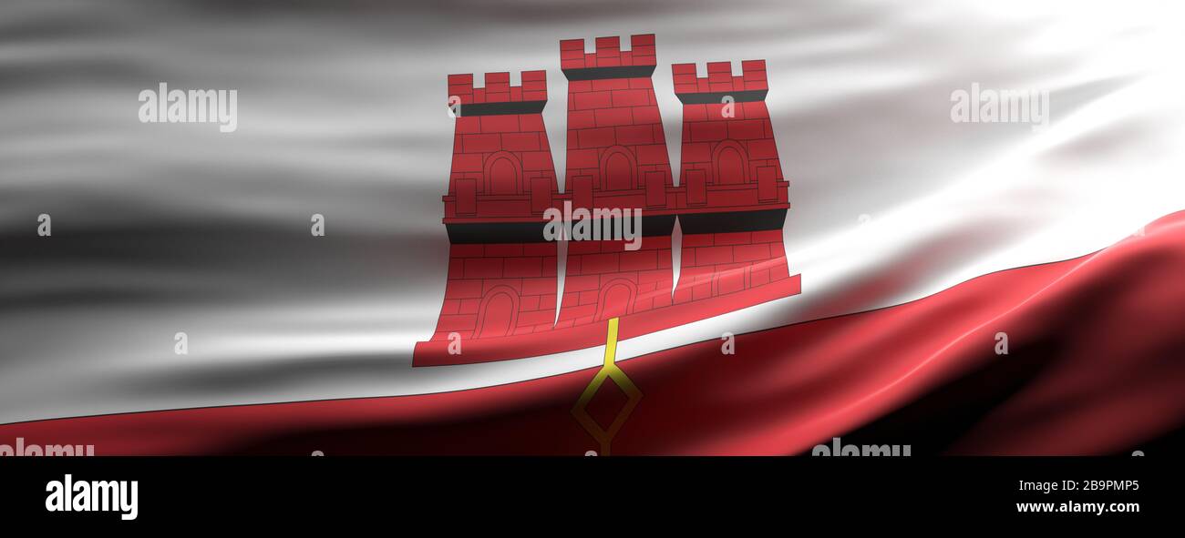 Gibraltar sign symbol. Gibraltar national flag waving texture ...