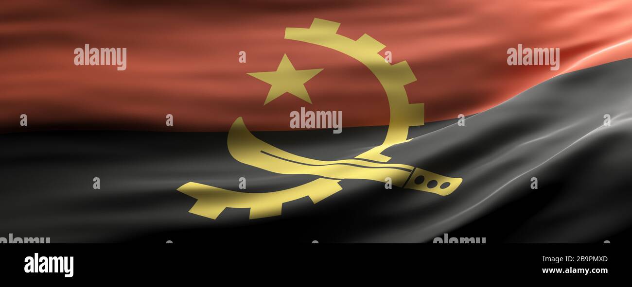 Angola sign symbol. Angola national flag waving texture background ...