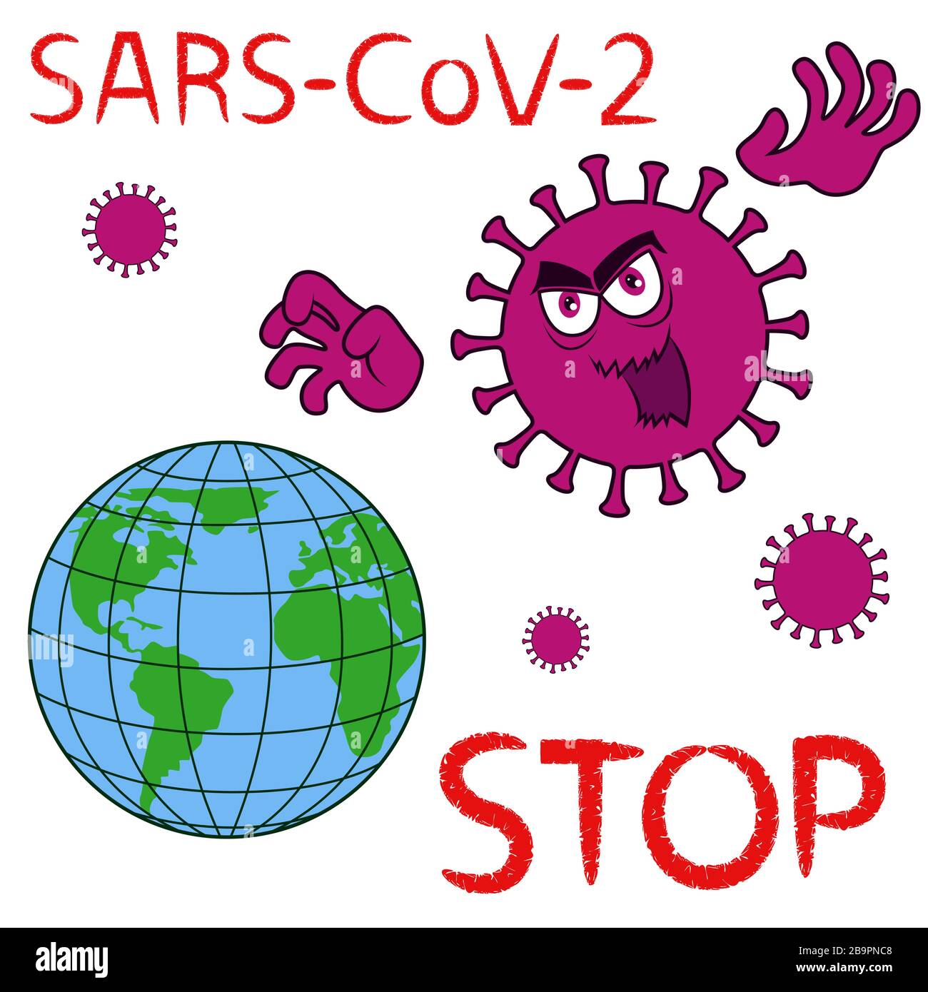 Abstract structure of aggressive Coronavirus attack on globe, "stop ...