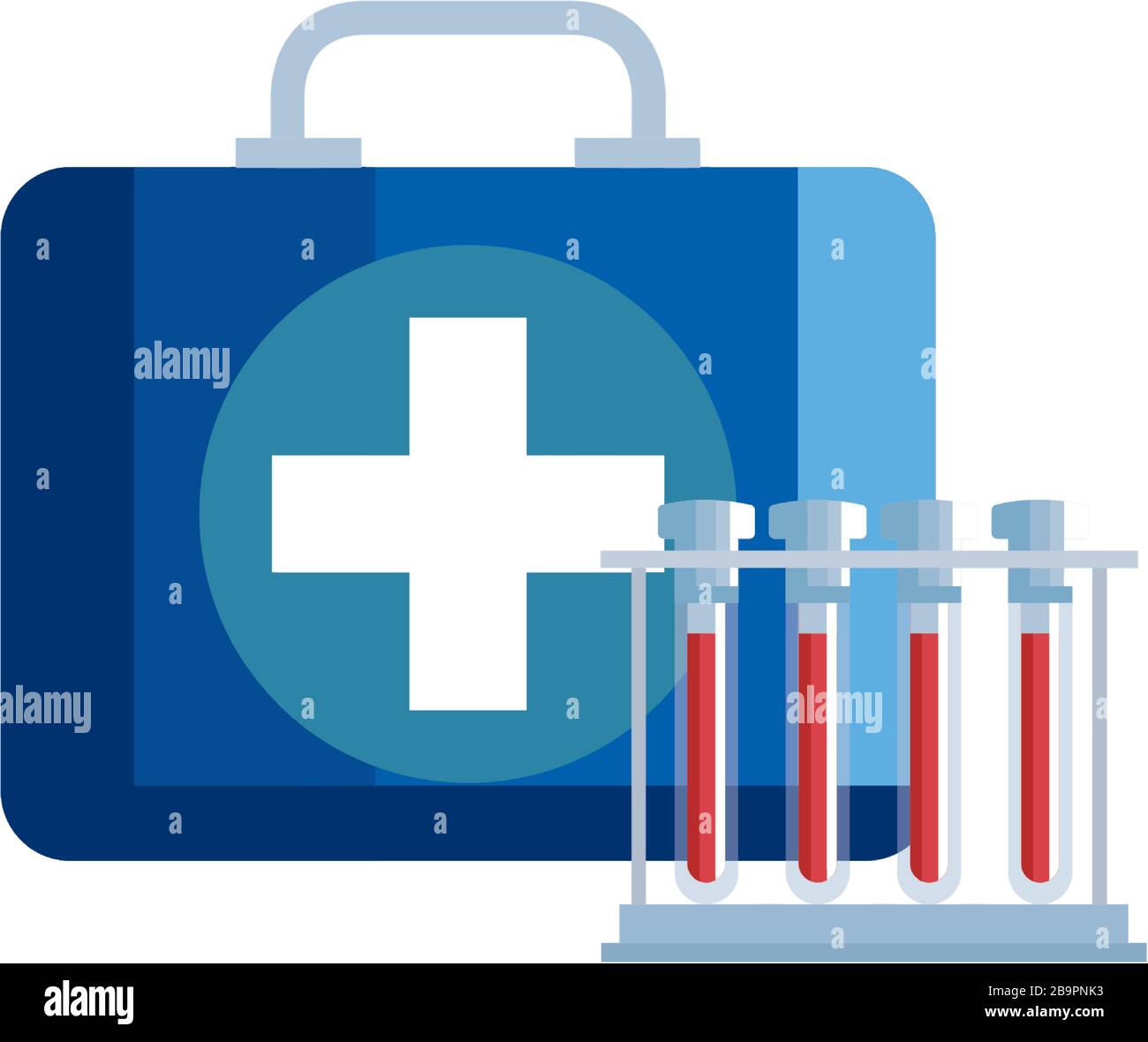 set of tube test with first aid kit isolated icon Stock Vector Image ...