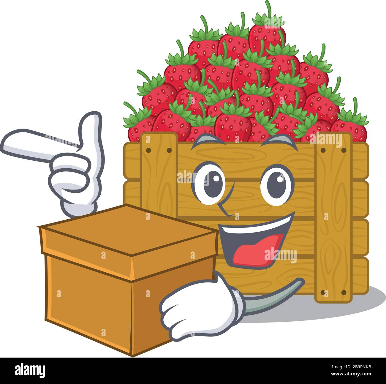 strawberry fruit box cartoon design style having a box Stock Vector ...