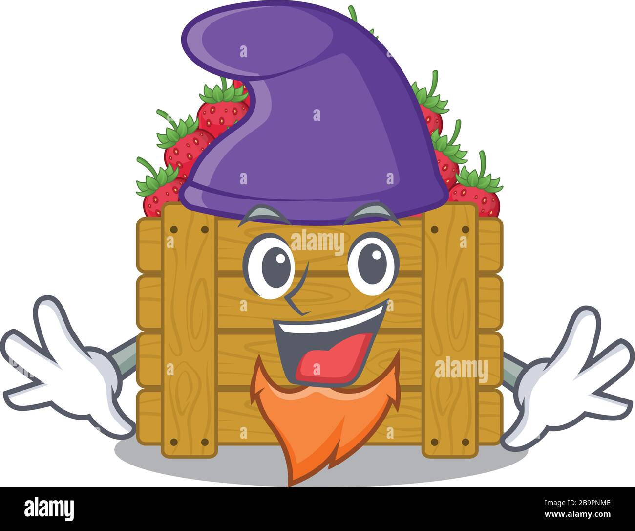 Cute and funny strawberry fruit boxcartoon character dressed as an Elf ...