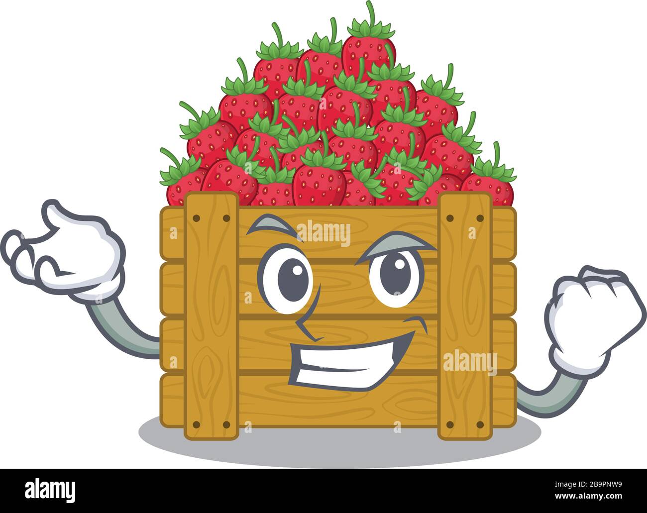 strawberry fruit box cartoon character style with happy face Stock ...