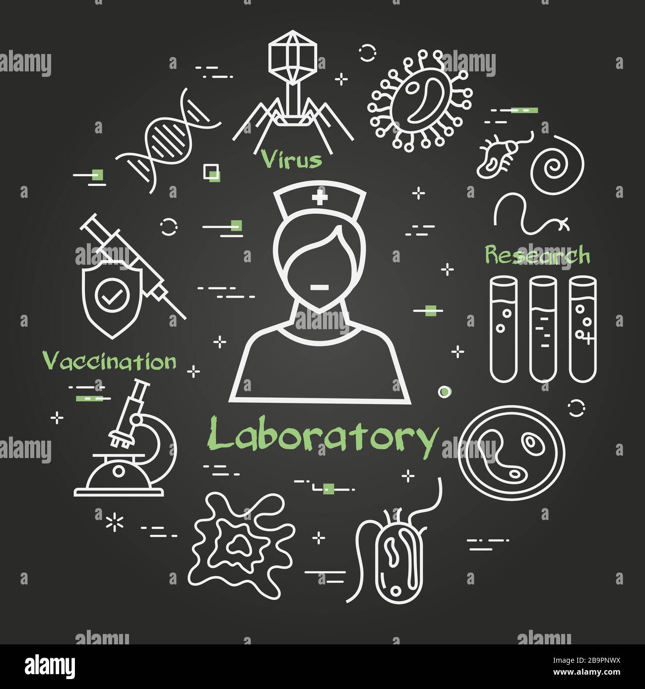 Vector black concept of analysis laboratory woman Stock Vector Image ...