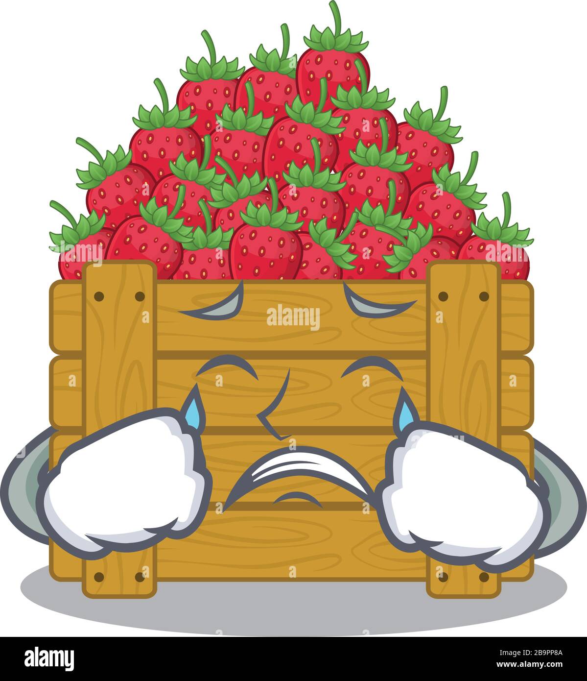 A Crying strawberry fruit box cartoon mascot design style Stock Vector ...