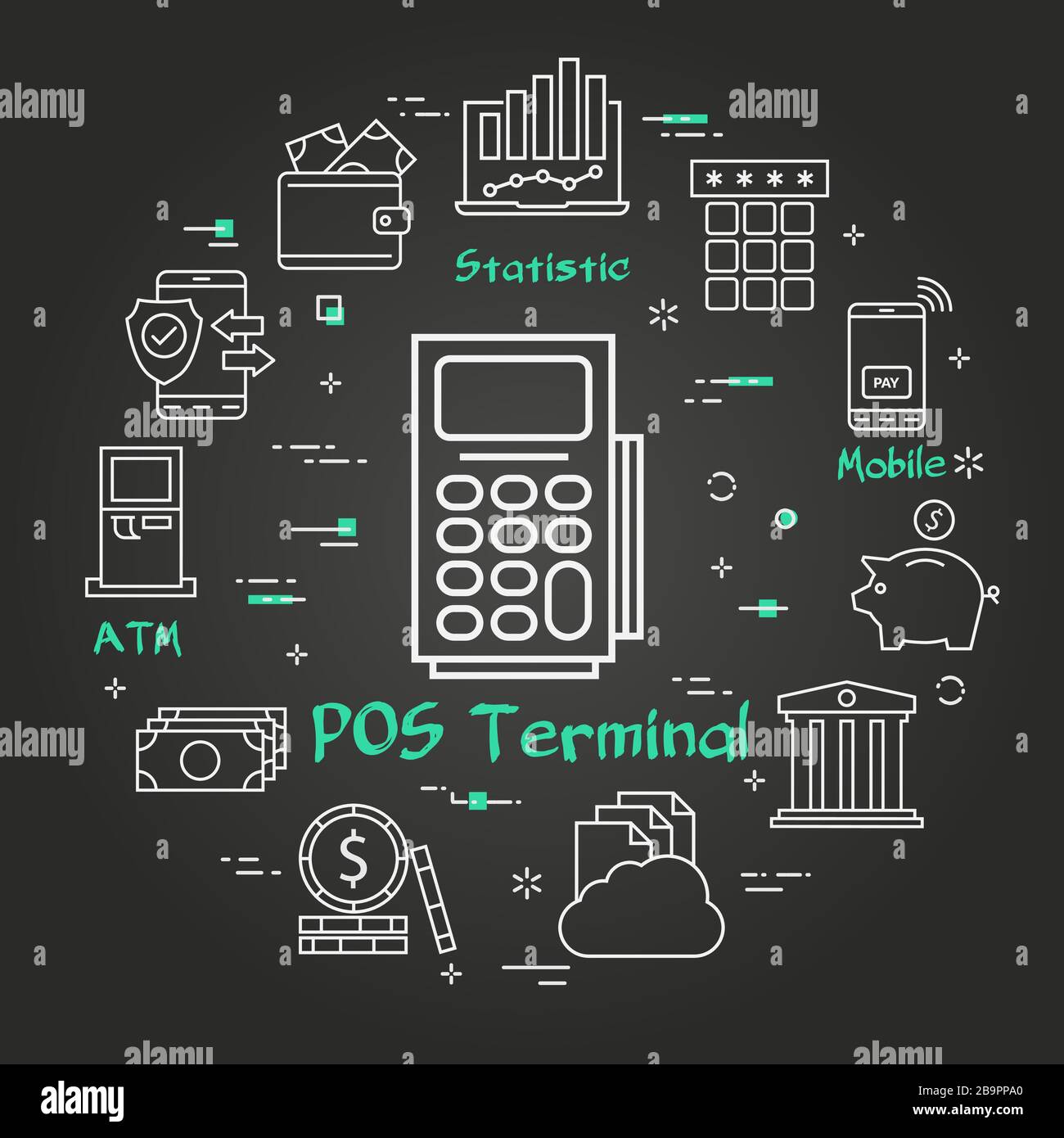 Vector black finance and banking concept - POS terminal Stock Vector ...