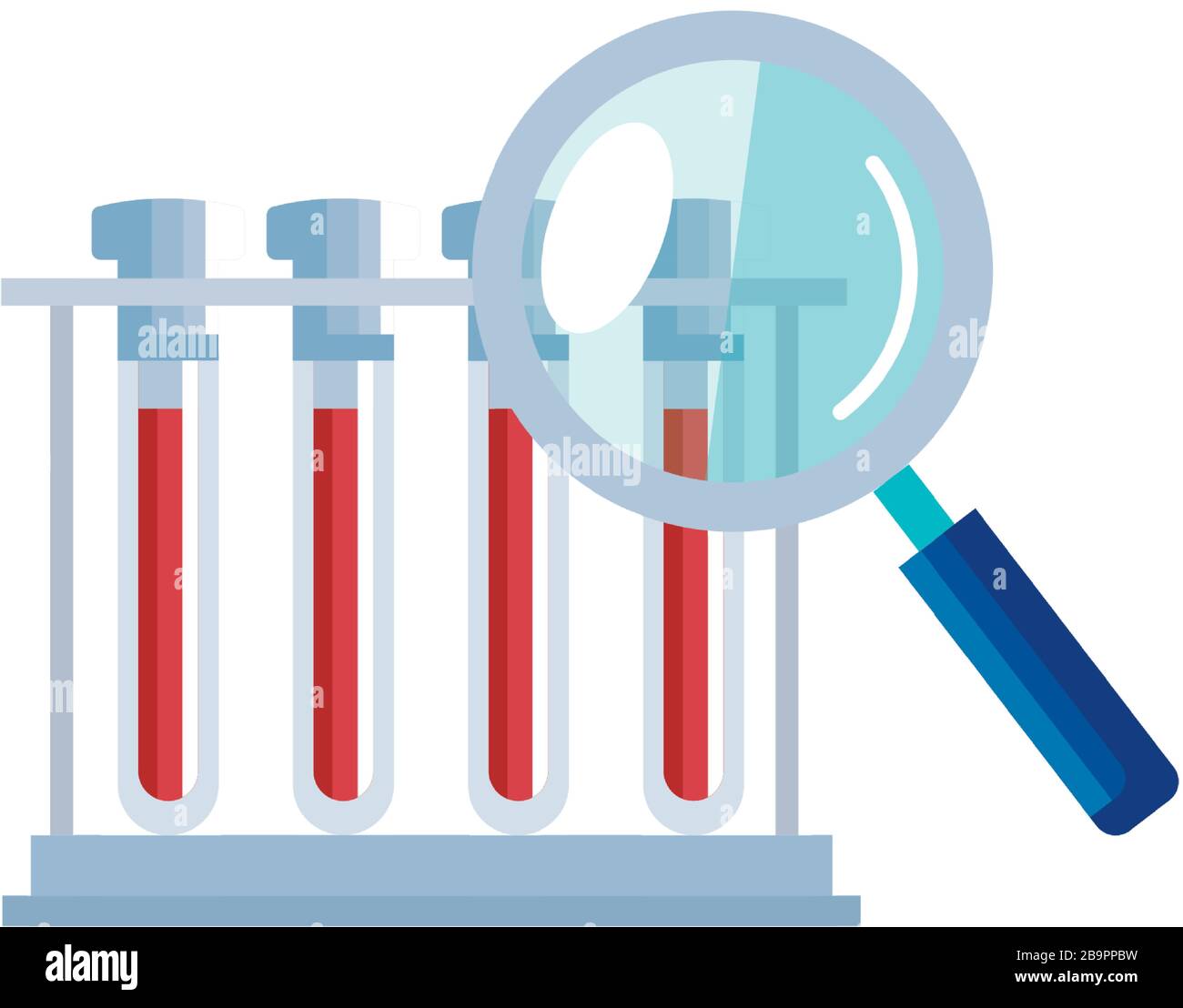 set of tube test with magnifying glass isolated icon Stock Vector Image ...