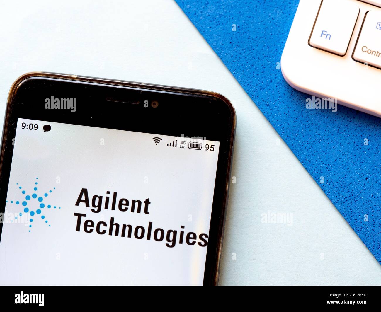 In this photo illustration Agilent Technologies logo is seen displayed ...