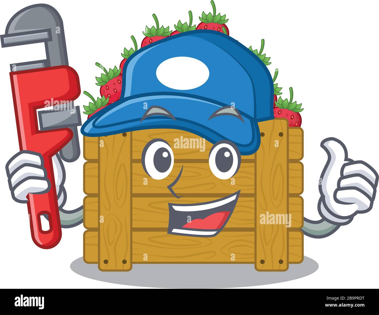 Smart Plumber strawberry fruit box on cartoon character design Stock ...