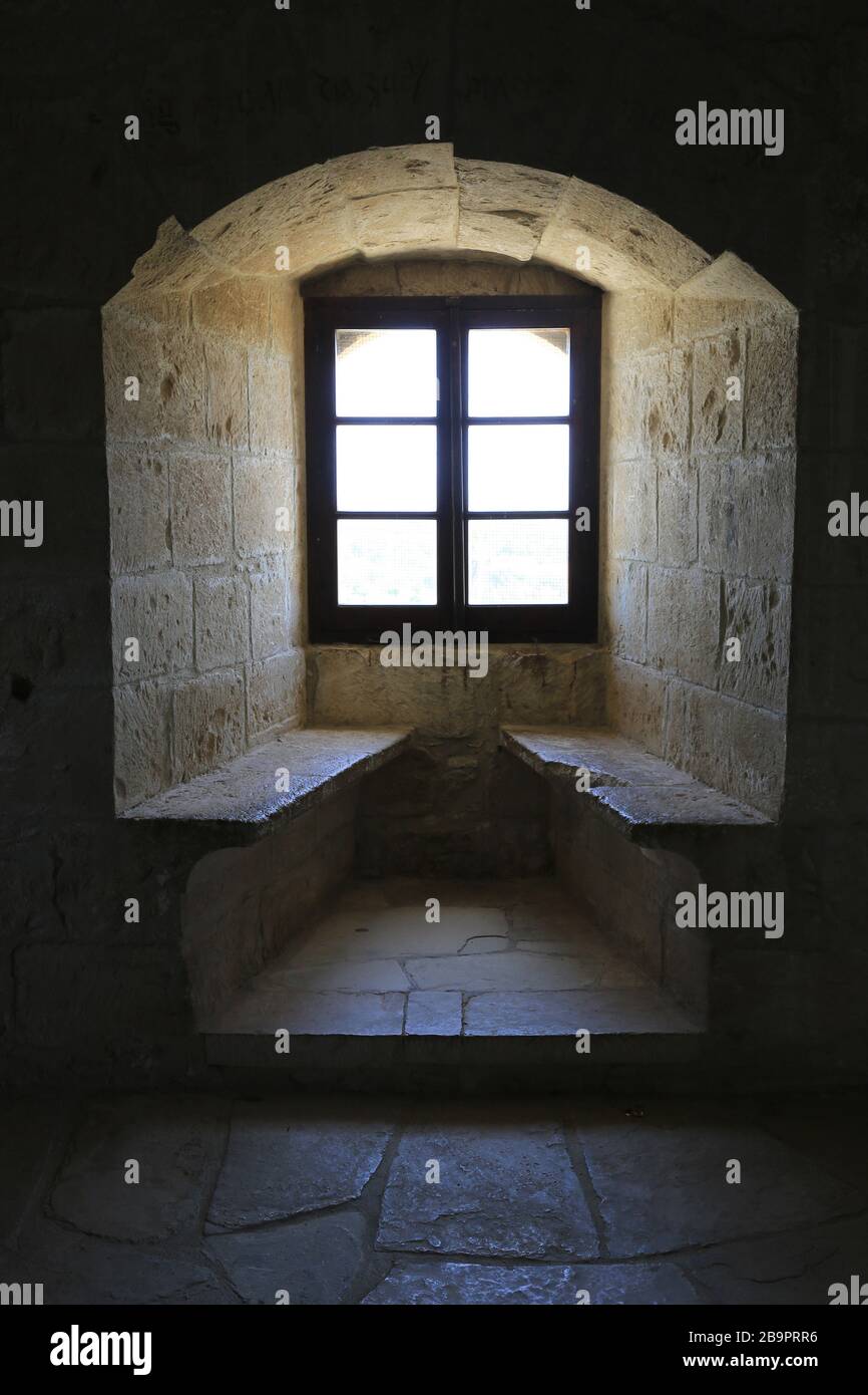 view on window of old castle Stock Photo - Alamy