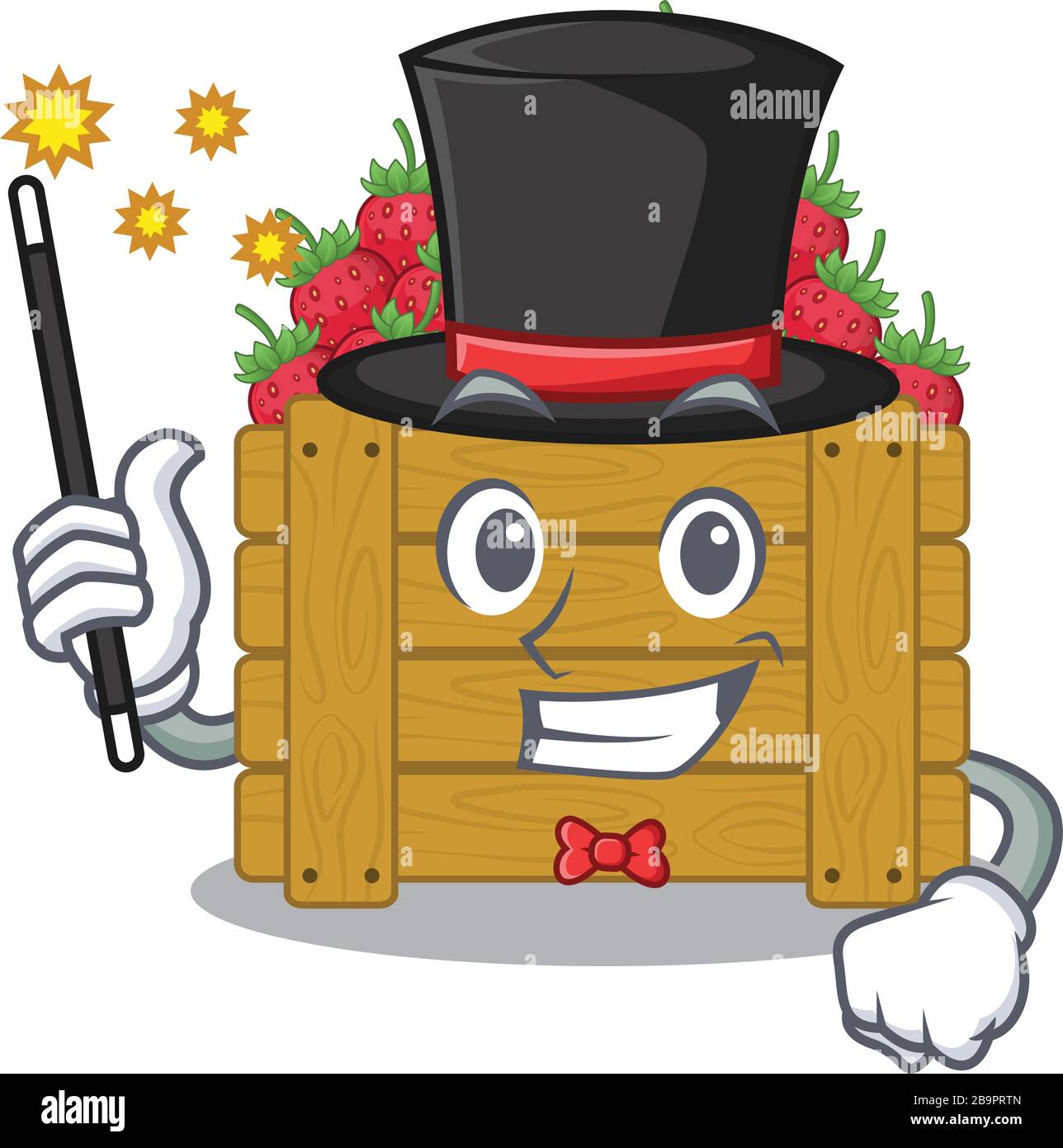 Charming strawberry fruit box cartoon design performance as a Magician ...