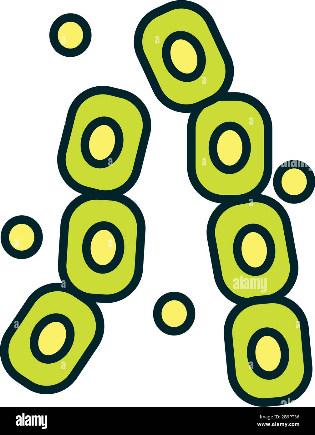 Virus line and fill style icon design, Bacterium organism molecule ...