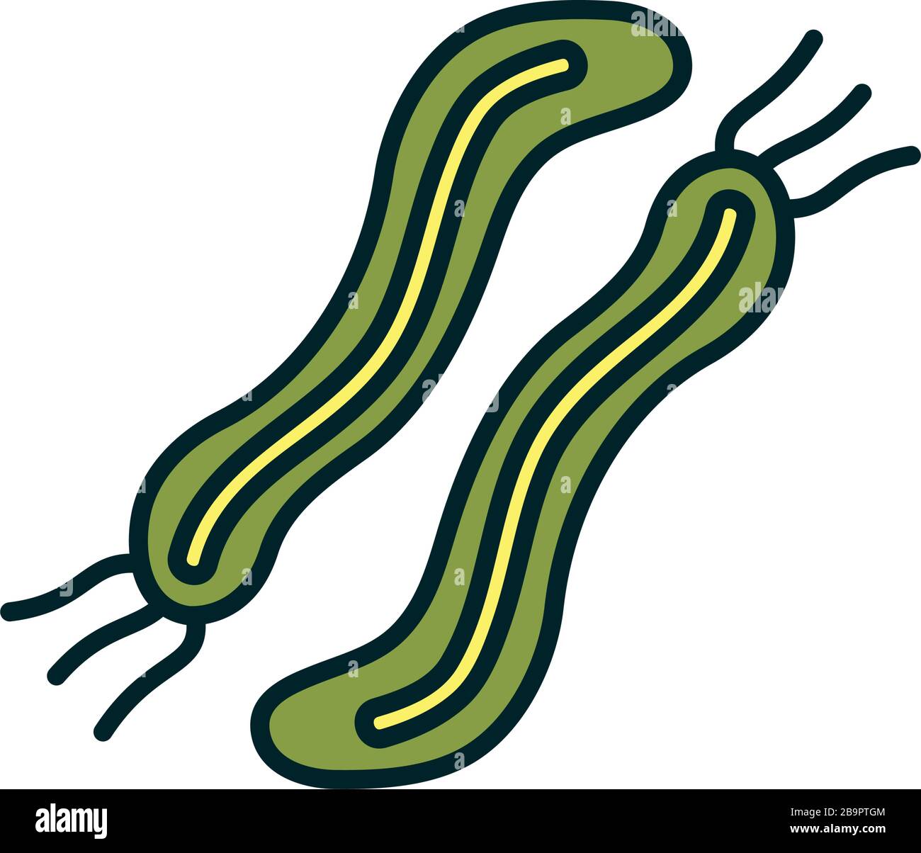 Virus line and fill style icon design, Bacterium organism molecule ...