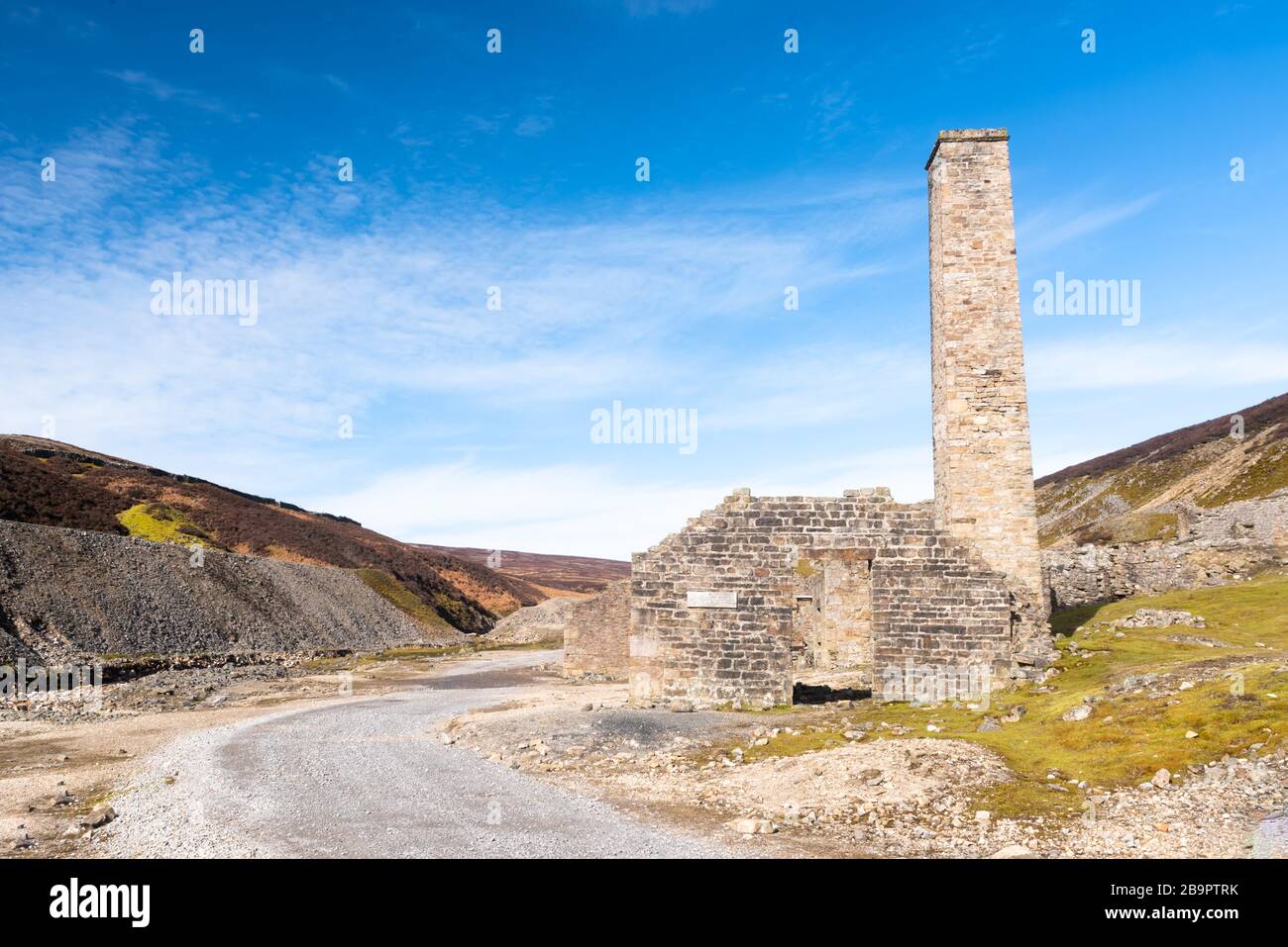View of Old Gang Mine smelt mill in Swaledale Stock Photo - Alamy